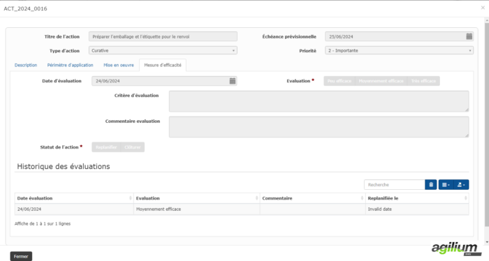 Fiche Action Corrective Exemple
